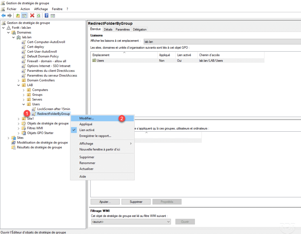 GPO: Folder Redirection - Advanced Settings - RDR-IT