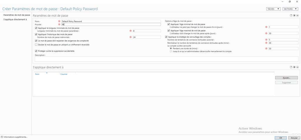 Active Directory : password policy - PSO - RDR-IT