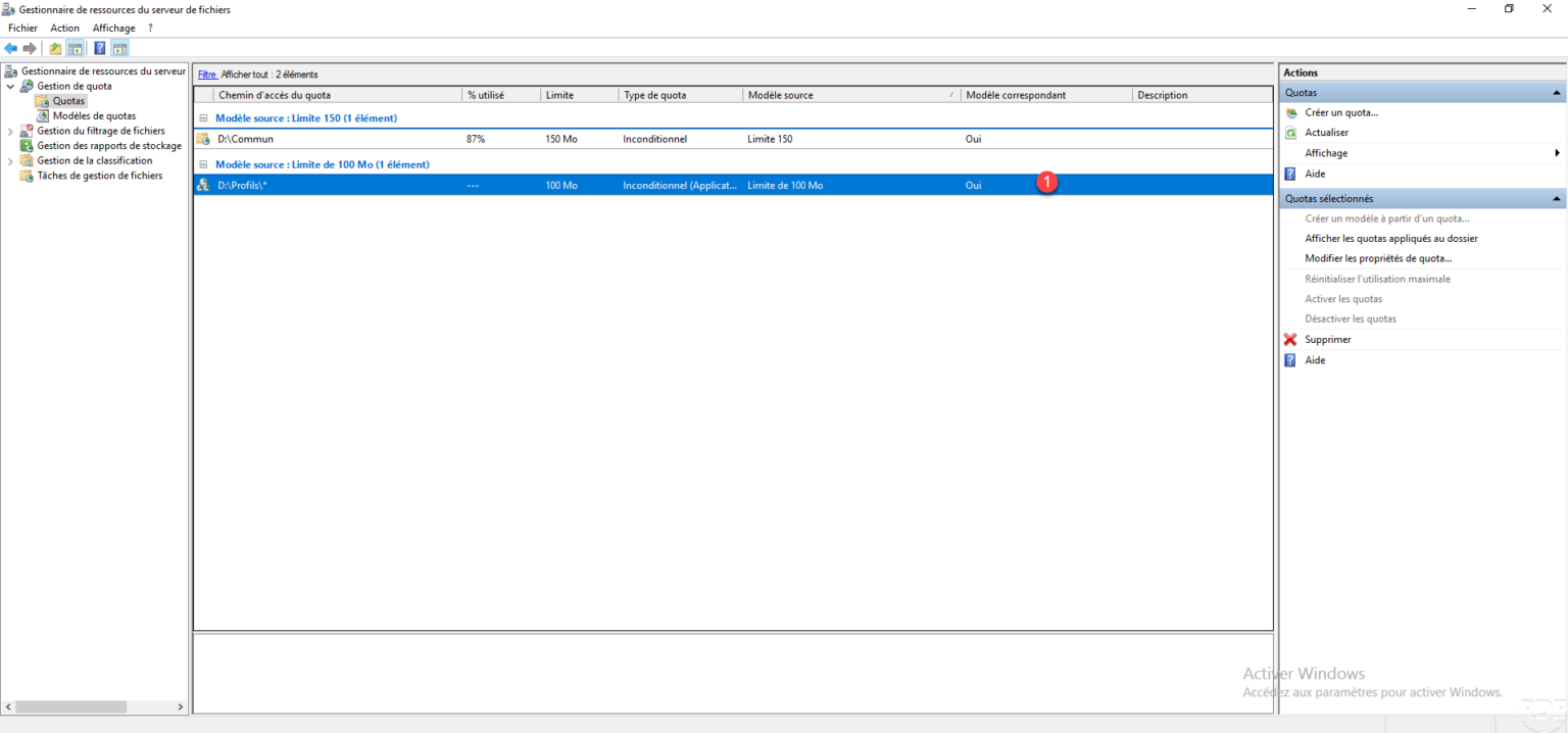 Windows Server : apply quotas on folders - RDR-IT