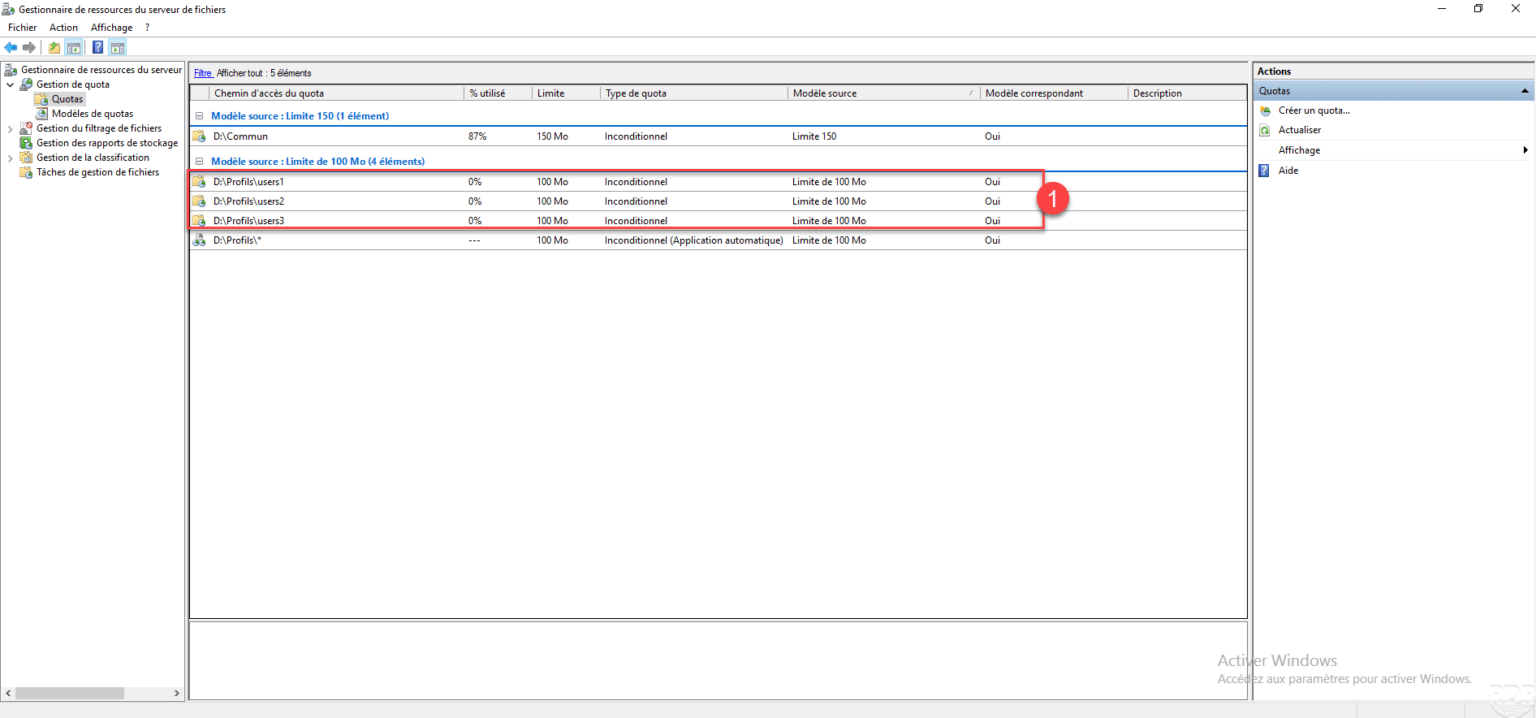 Windows Server : apply quotas on folders - RDR-IT