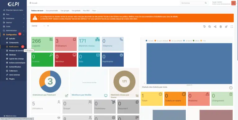 GLPI 10 : configuration des notifications par e-mail