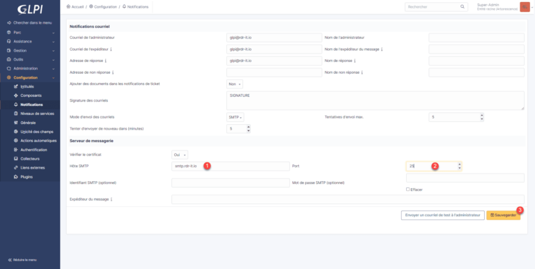 GLPI 10: configuration of email notifications - RDR-IT