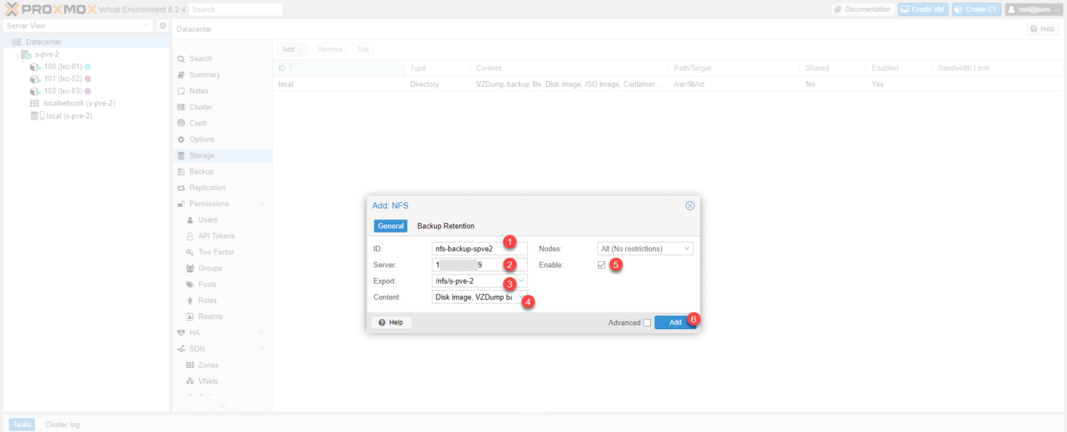 Proxmox : utiliser un partage NFS