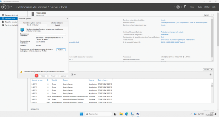 Windows Server 2025: Joining the Computer's Active Directory Domain ...