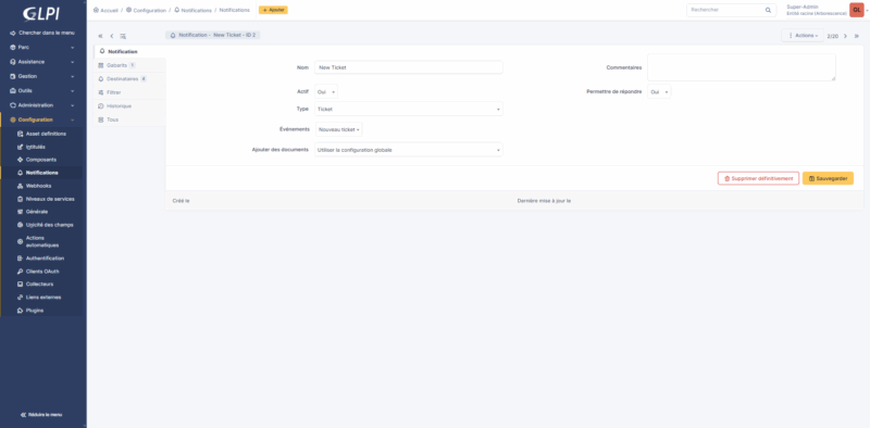 GLPI 11 : configurer les notifications par e-mail