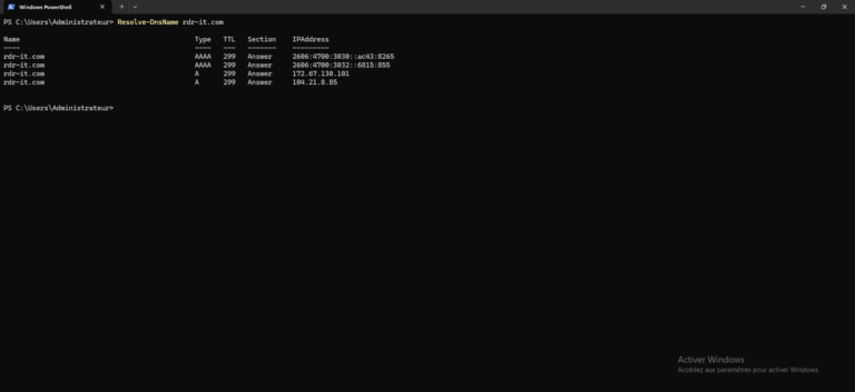 PowerShell: Resolve a DNS name with Resolve-DnsName - RDR-IT