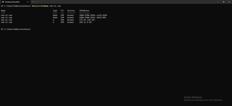 PowerShell: Resolve a DNS name with Resolve-DnsName - RDR-IT