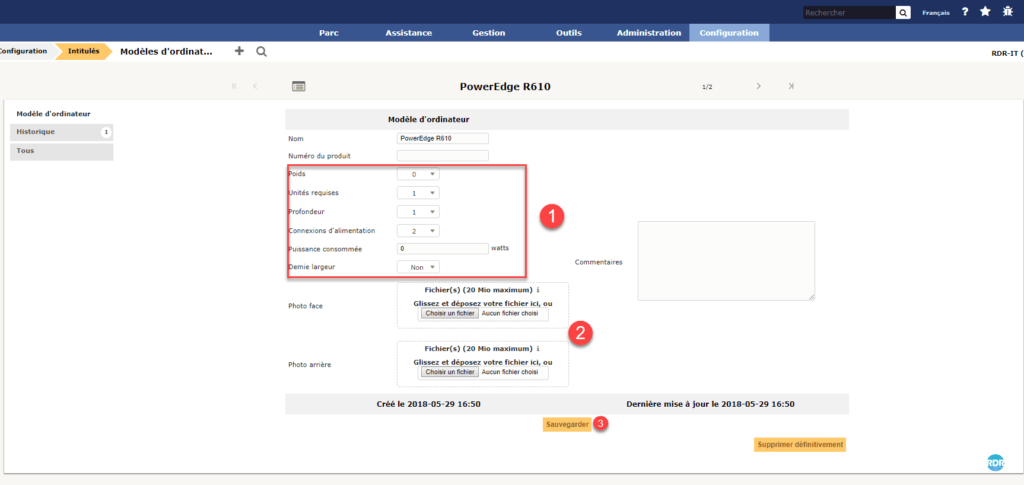 GLPI - Server Template Configuration: Size and Image - RDR-IT