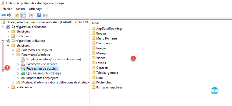 GPO: User Folder Redirection - RDR-IT