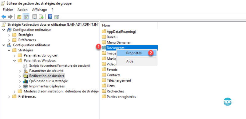 GPO: User Folder Redirection - RDR-IT